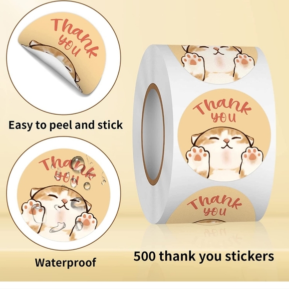 Office | 10 Count Kawaii Thank You Cat Stickers | Poshmark